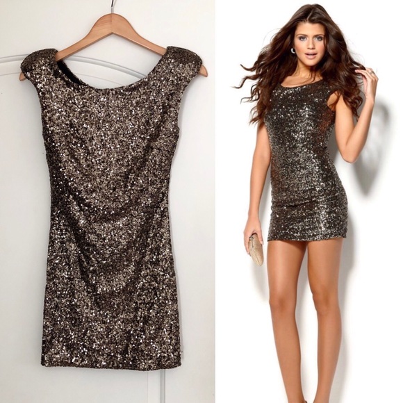 MINKPINK | Dresses | Sale Minkpink Gold Sequin Fireworks Mini Dress ...